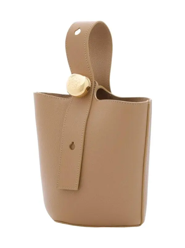 Loewe Pebble Bucket Mini Bag With Gold Tone Buckle - Latte