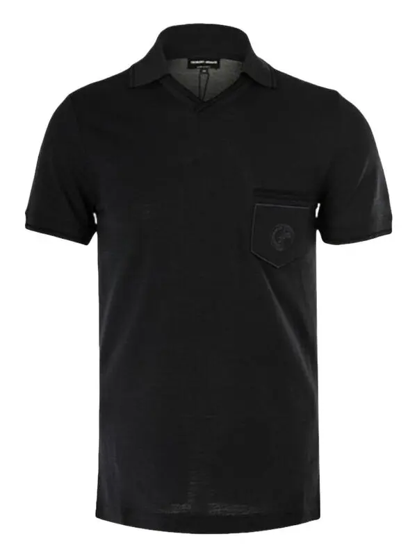 Giorgio Armani Dark Blue Logo Polo Shirt - Black