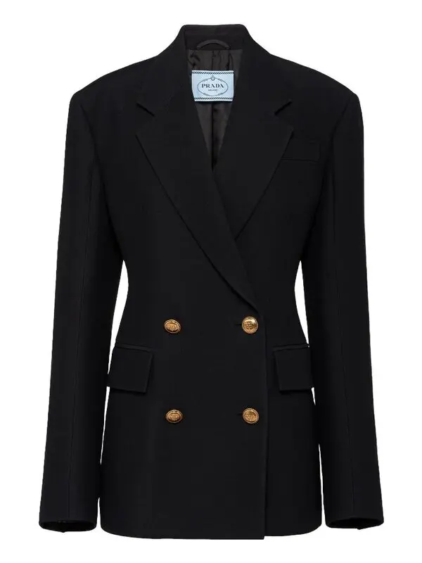 Prada Double Breasted Long Sleeved Blazer - Black