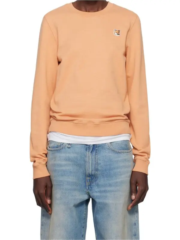 Maison Kitsuné Crewneck Sweatshirt With Fox Head Patch - Saddle