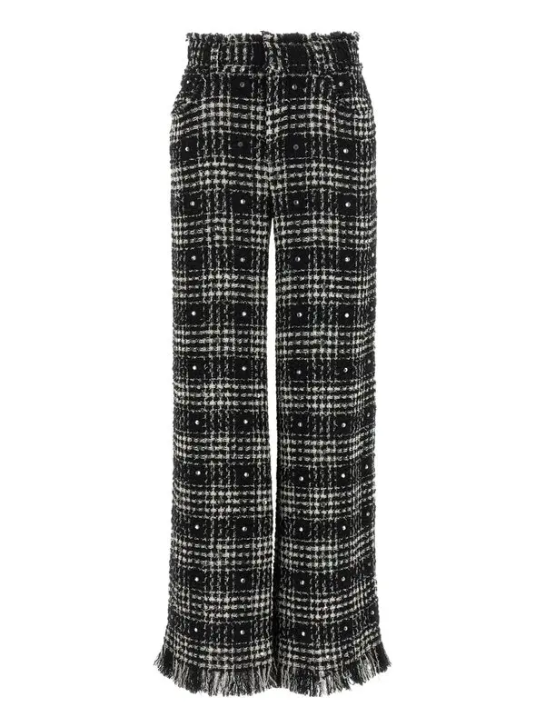 Giuseppe Di Morabito Crystal Bouclé Wide Leg Trousers - Black