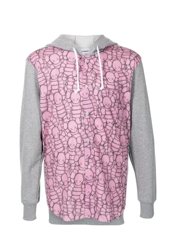 Comme Des Garçons Colour-block Cotton Hoodie - Pink