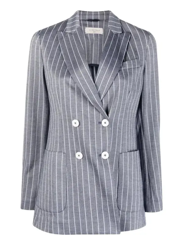 CIRCOLO 1901 Double-breasted Pinstripe Blazer - Gray