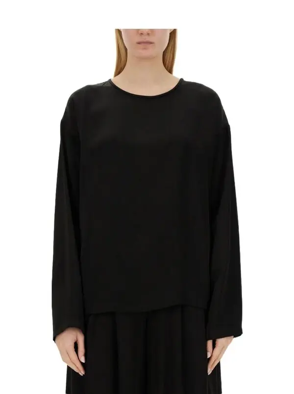 Fabiana Filippi Long Sleeve Satin Blouse - Black