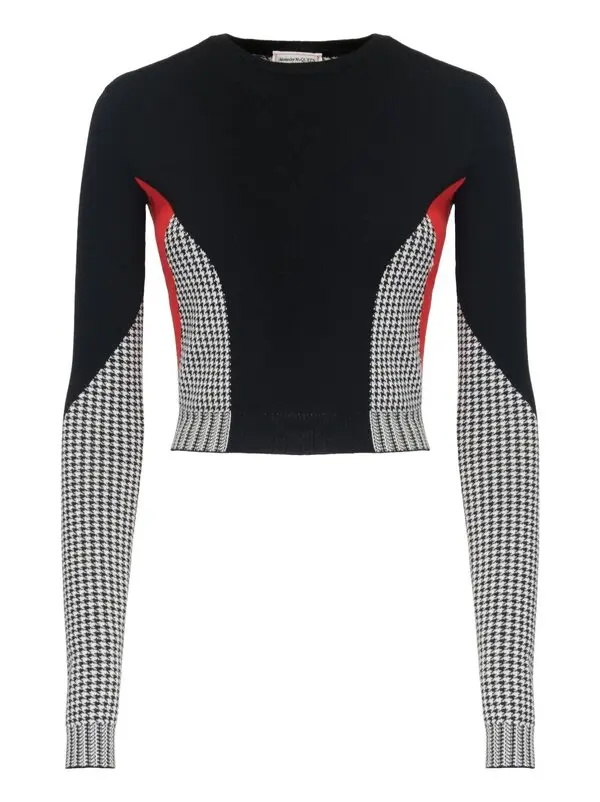 Alexander McQueen Houndstooth Jacquard Pullover - Black/white/red