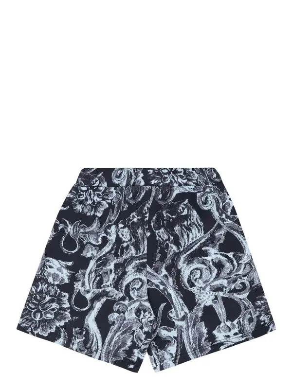 Versace Barocco Stencil Cotton Shorts - Black