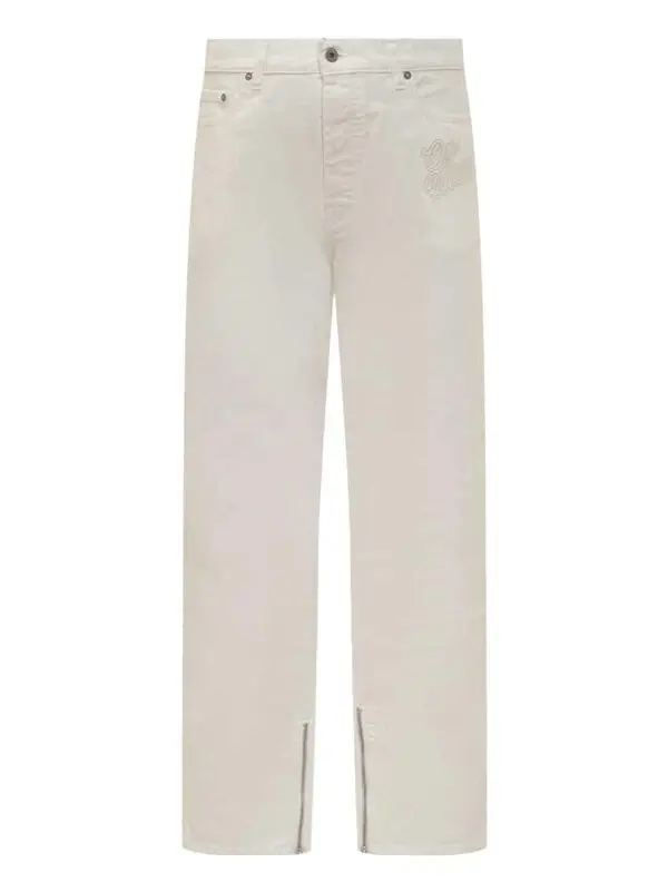 Off-White Logo Embroidered Straight Leg Jeans - White