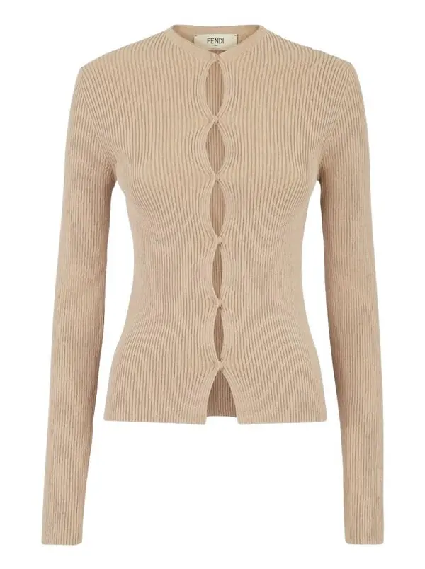 Fendi Buttoned Long-sleeved Cardigan - Nude