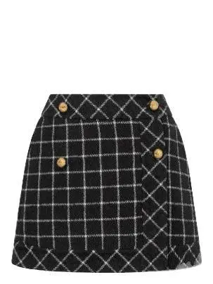 Dior Wrap Checked Miniskirt - Black