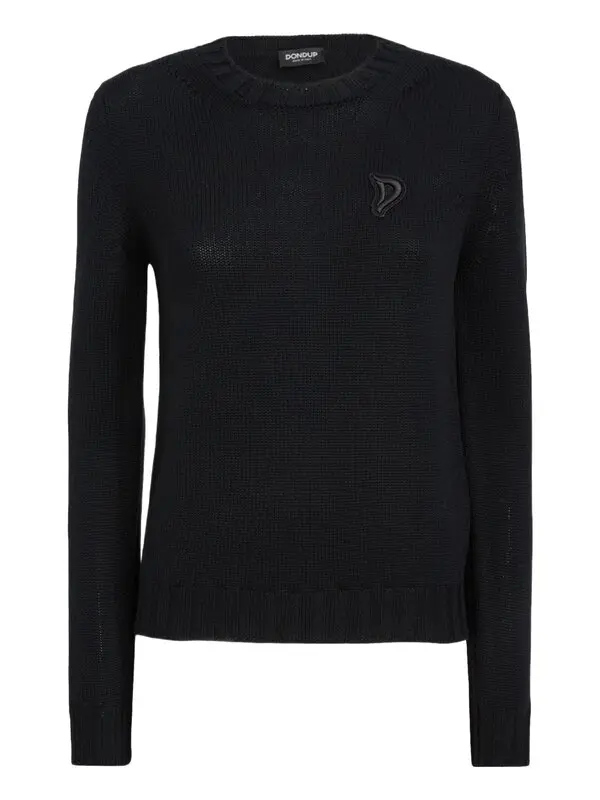 DONDUP Crewneck Jumper With Front Logo - Black