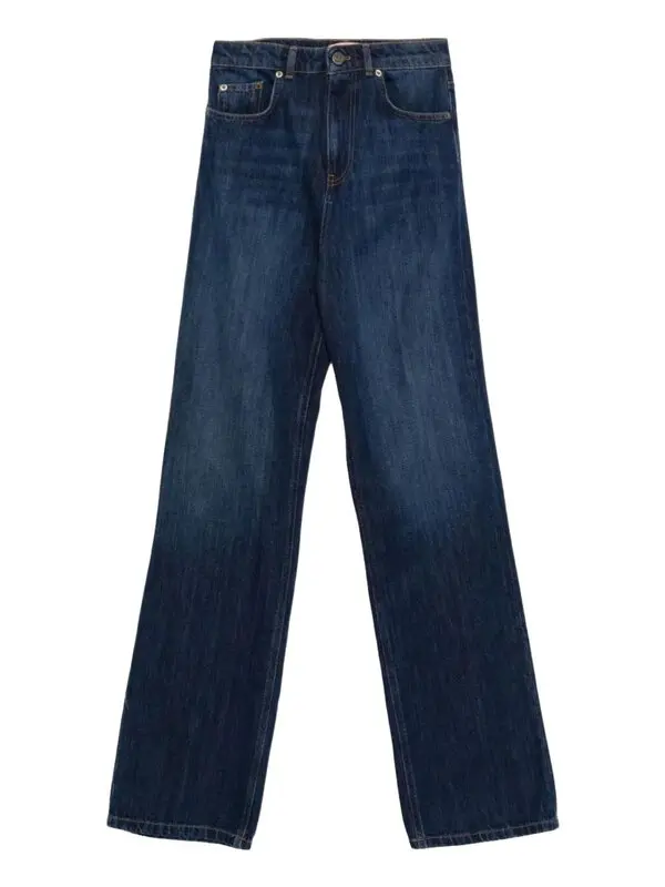 TWINSET Wide-leg Jeans With Lapel Belt And Logo Details - Black