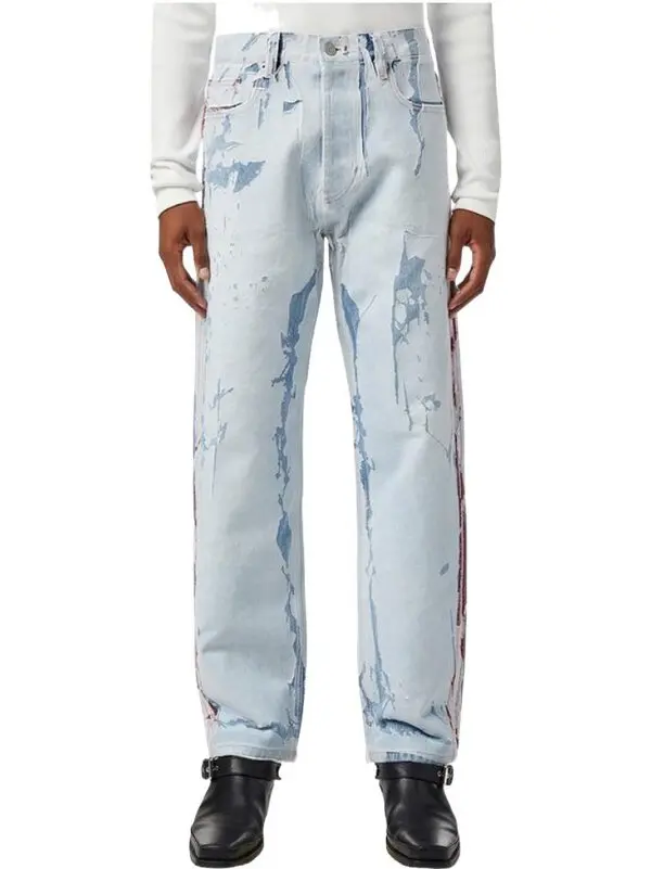 DIESEL® Straight Leg Jeans With Logo Patches - Gray