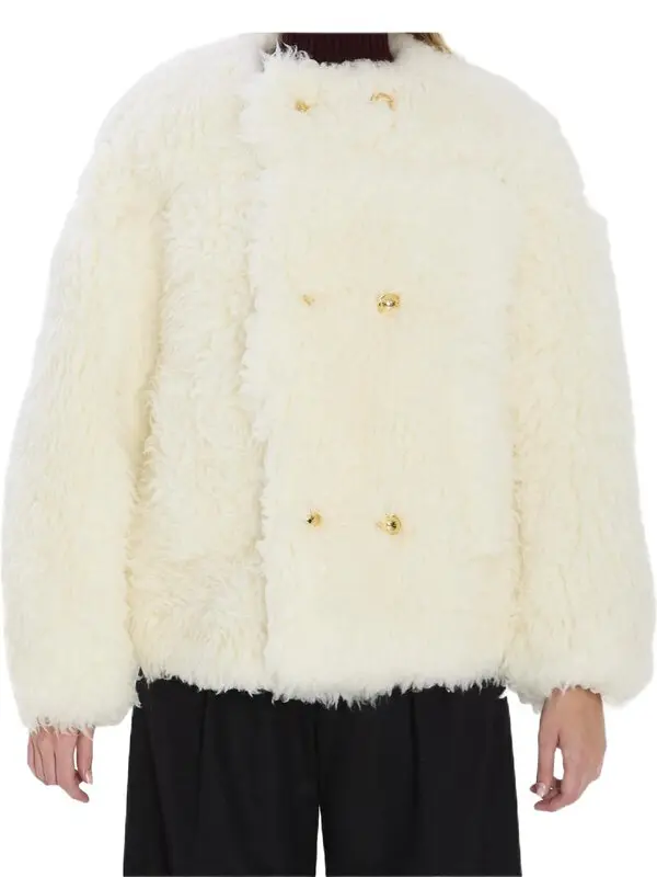 Celine Coat In Fluffy Wool - White