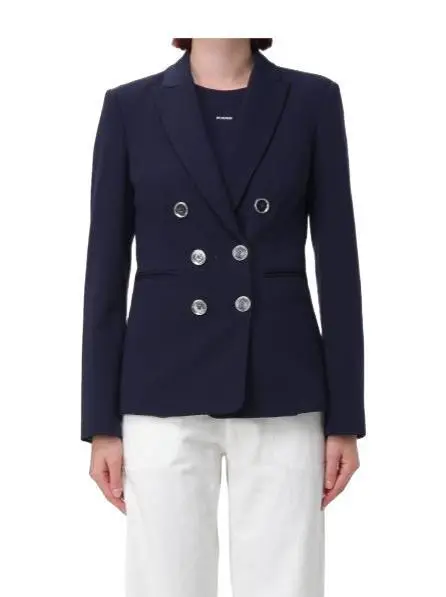 Pinko Full Milano-knit Blazer With Double-row Buttons - Blue
