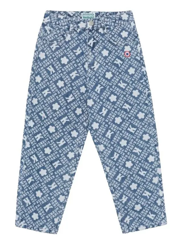 Kenzo All-over Monogram Print Jeans - Blue