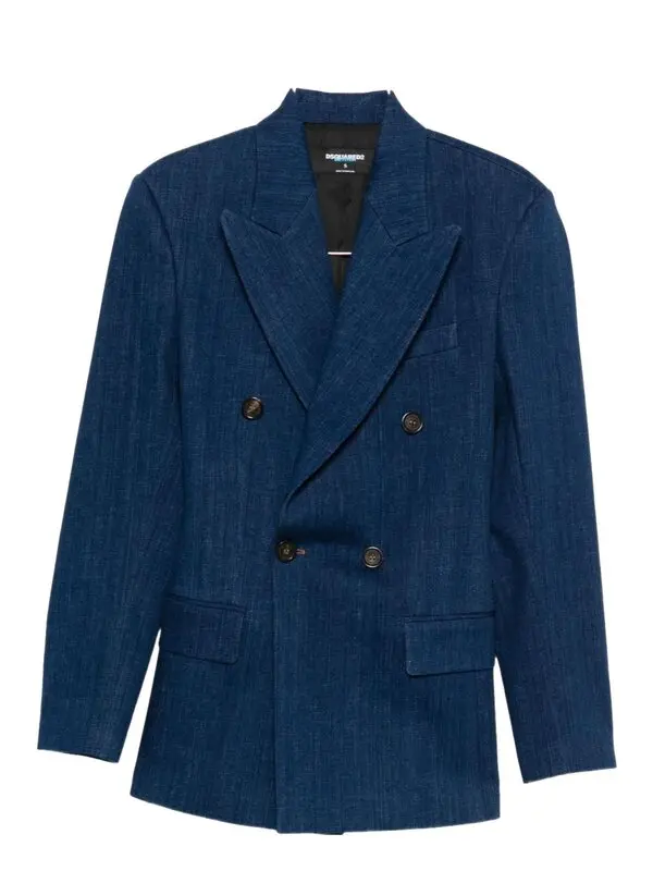 Dsquared2 Double-breasted Cotton Denim Blazer - Blue