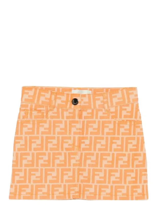 Fendi Logo Pattern Denim Skirt - Nude