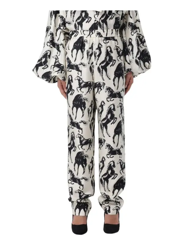 Balmain Horse Printed Twill Trousers - Black