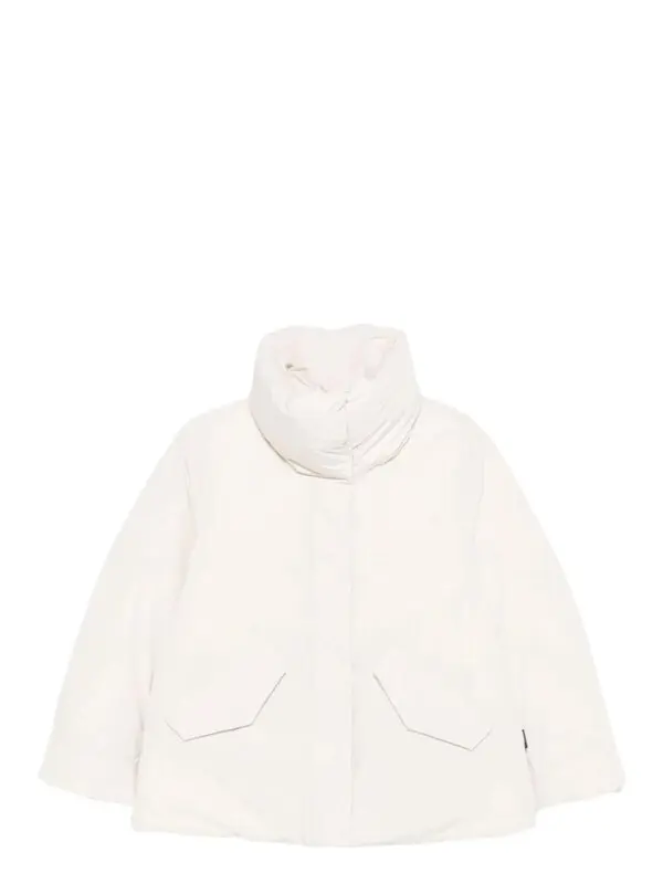 Woolrich Long-sleeved Cotton Jacket With Stand Collar And Zip-up Closure - White