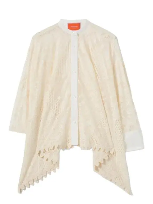 La DoubleJ Lace Trimmed Shirt - Nude