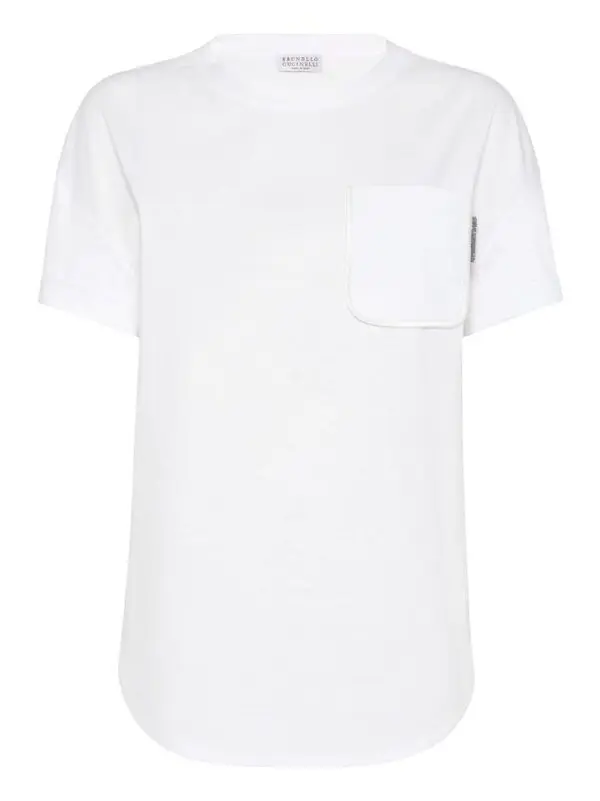 Brunello Cucinelli Jewel Detailed Crewneck T-shirt - White