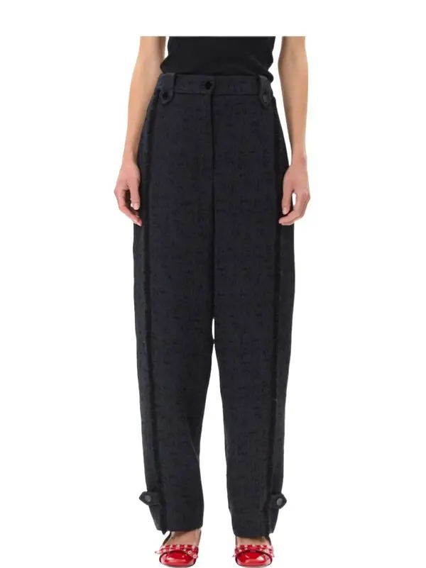 GANNI Tweed Trousers - Black