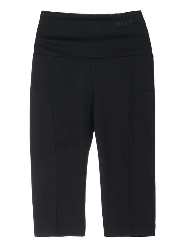 MSGM Logo-print High-waist Stretch Shorts - Black