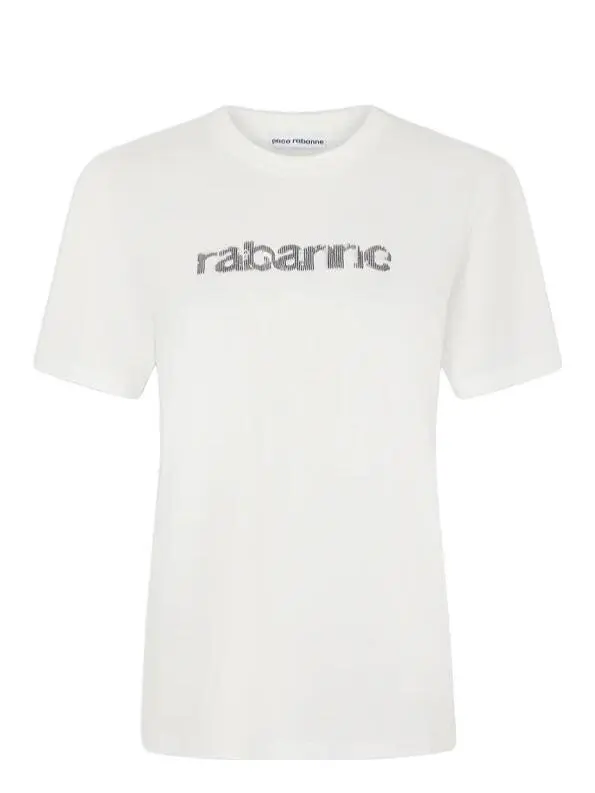 Rabanne Logo Printed Crewneck T-shirt - White