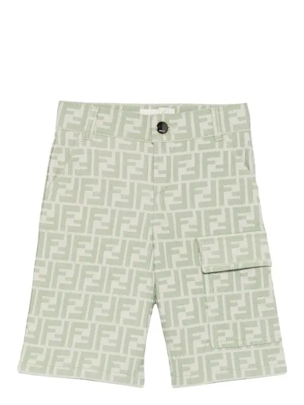 Fendi All-over Logo Pattern Cargo Shorts - Green