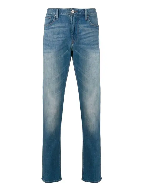 Emporio Armani Logo Detail Straight Leg Jeans - Blue