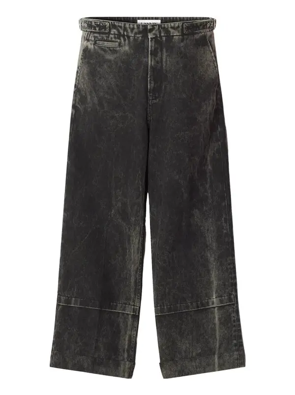 LANVIN Belted Wide-leg Jeans - Black