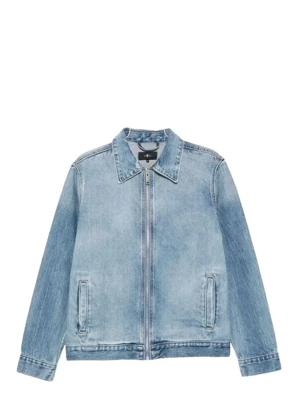 7 For All Mankind Zip-up Long-sleeved Denim Jacket - Blue