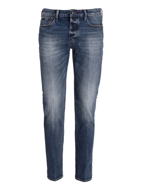 Emporio Armani Washed Slim-cut Jeans - Blue