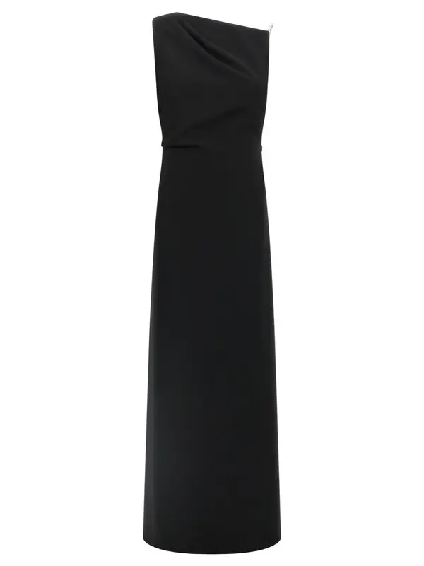 Max Mara Sleeveless Asymmetrical Collar Open Back Maxi Dress - Black
