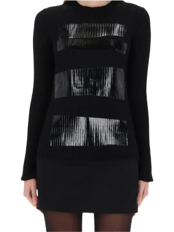 MAISON MARGIELA Ribbed Mini Dress With Striped Detailing - Black