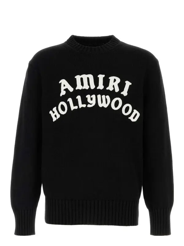 Amiri Hollywood" Logo-print Crewneck Sweater - Black