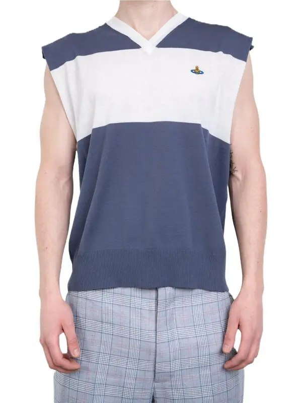VIVIENNE WESTWOOD Striped Sweater Vest - Light Blue