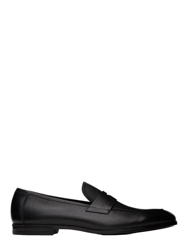 TOM FORD Sean Penny Loafers In Supple Grain Leather - Black