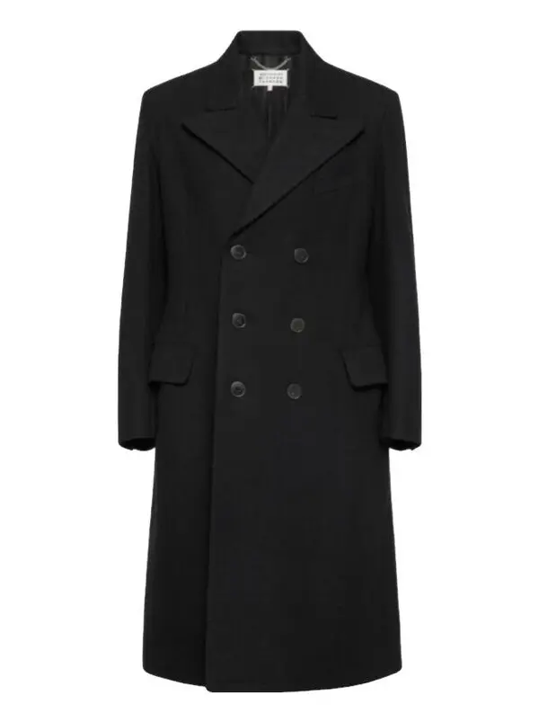 MAISON MARGIELA Double-breasted Long Coat - Black