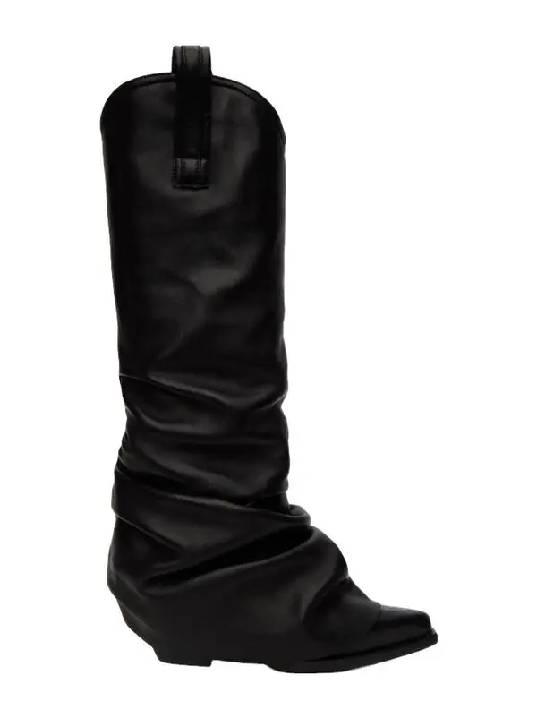 R13 Knee-high Western Boots With Embroidered Detail - Black