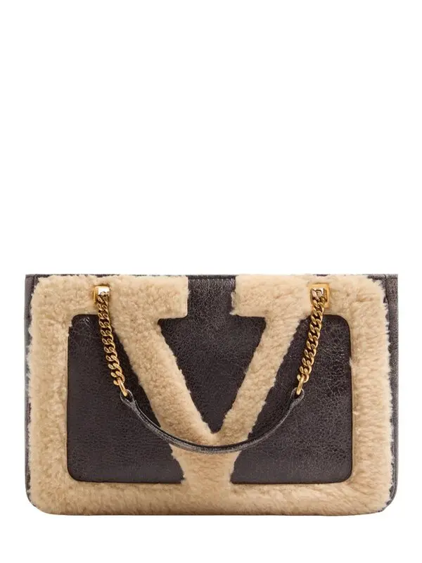 Valentino Garavani Vlogo Signature Small Shoulder Bag - Dark Brown/beige