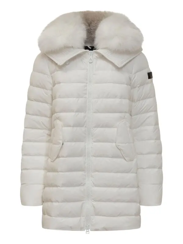 Peuterey Itoka Zip-up Down Jacket With Hood And Fur Trim - Gray