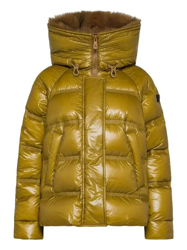 Peuterey Shiny Nylon Ripstop Down Jacket With Detachable Fur Trimmed Hood - Brown