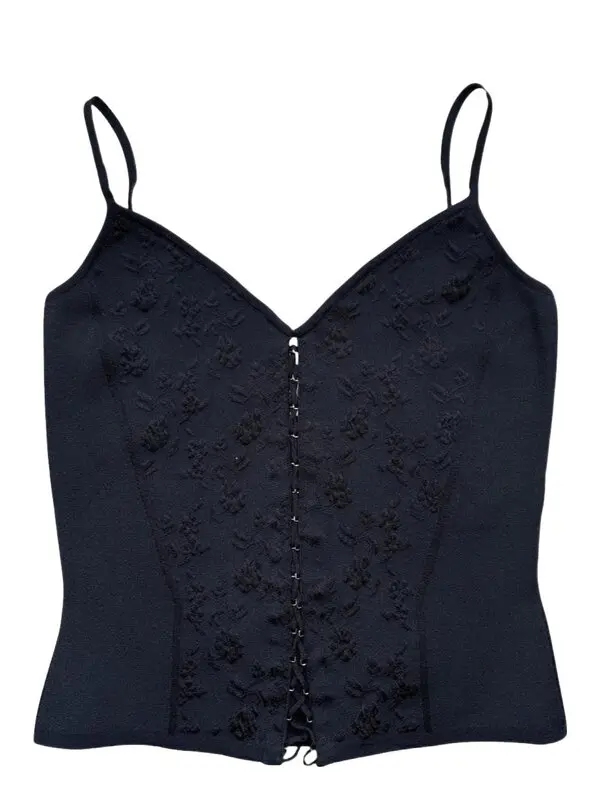 Alexander McQueen Floral Lace-up Detailed Tank Top - Black