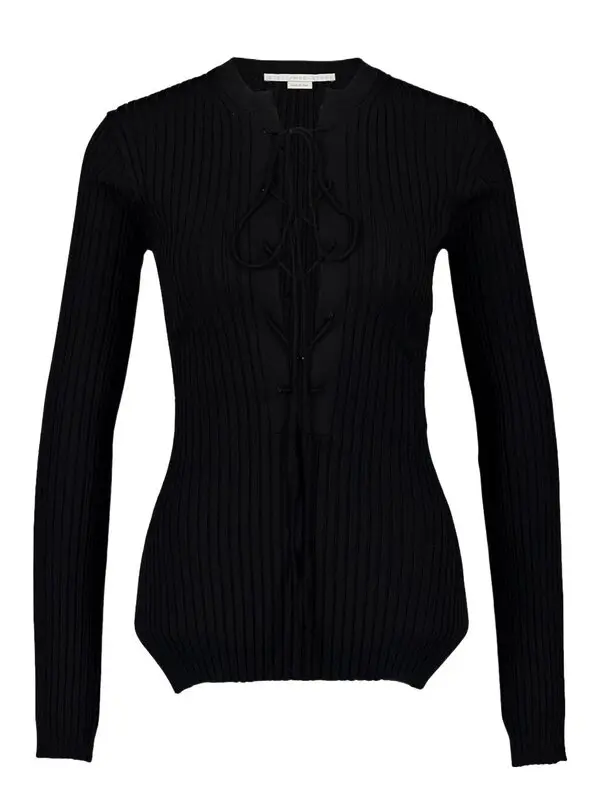 Stella McCartney Lace-up Ribbed Knit Jumper - Black
