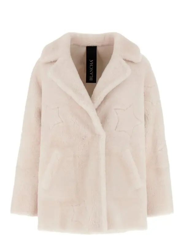 BLANCHA Star Pattern Fur Coat - Nude