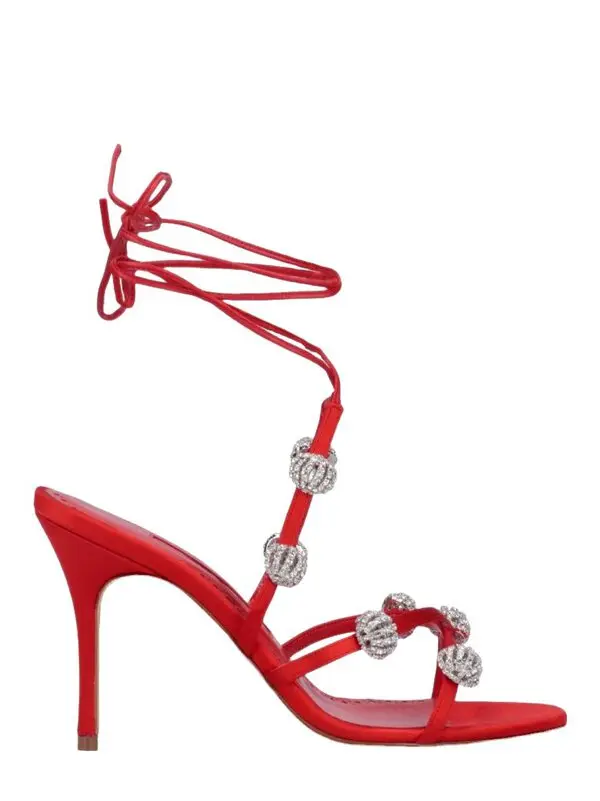 Manolo Blahnik Elsaka Embellished Strappy Sandals - Red