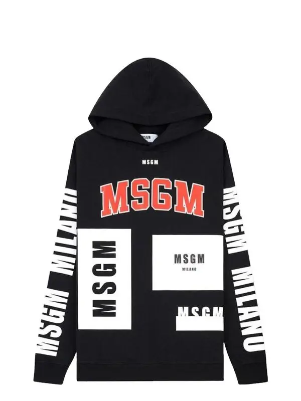 MSGM Printed Logo Hoodie - Black