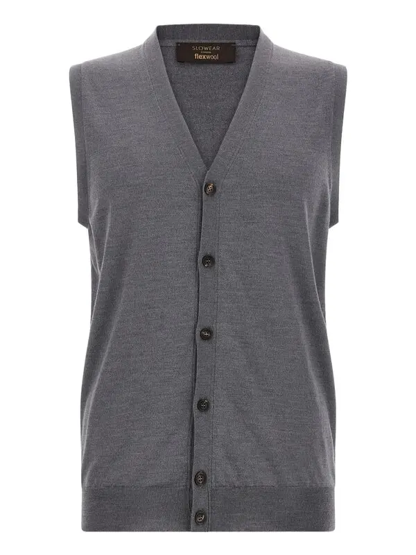 ZANONE Flexwool Buttoned V-neck Vest - Grey