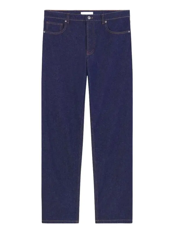 Maison Kitsuné Logo Embroidered Straight Denim Jeans - Blue